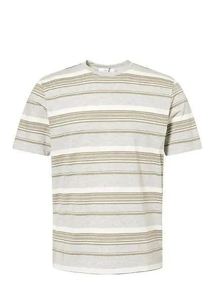ARNE Nova Striped Cotton-jersey T-shirt - Marl Grey