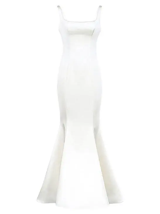 House Of Cb Satin Bridal Gown With Button-back Detailing - Ivory