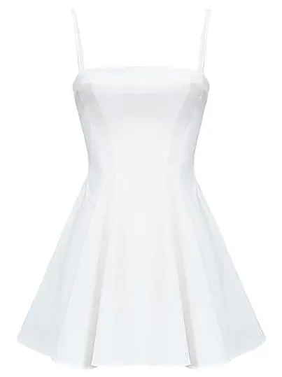 House Of Cb Square-neck Stretch-cotton Midi Dress - White