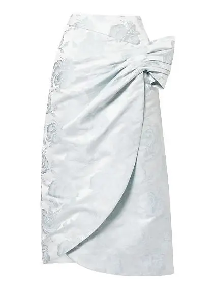 Simone Rocha Woven Midi Skirt With Sash - Duck Egg