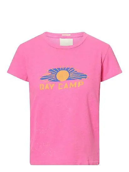MOTHER Graphic-print Cotton-and-linen T-shirt - Day Camp