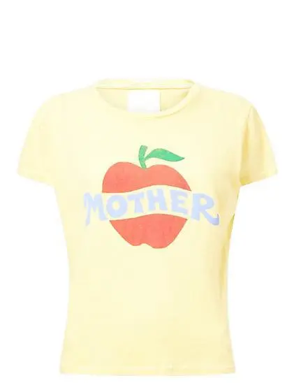 MOTHER Graphic-print Cotton-and-linen T-shirt - Mother Apple