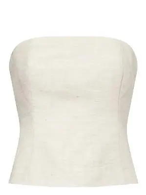 Good American Linen-blend Strapless Top - Oat
