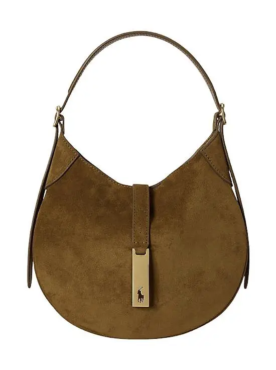 Polo Ralph Lauren Polo Id Small Suede Shoulder Bag - Artichoke