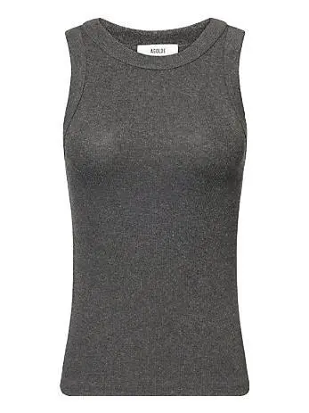 AGOLDE Leigh Stretch-rib Jersey Tank Top - Charcoal Heather
