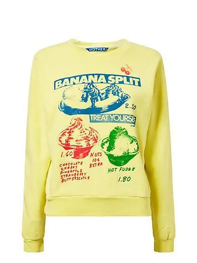 MOTHER Graphic Print Cotton Sweatshirt - Banana Split