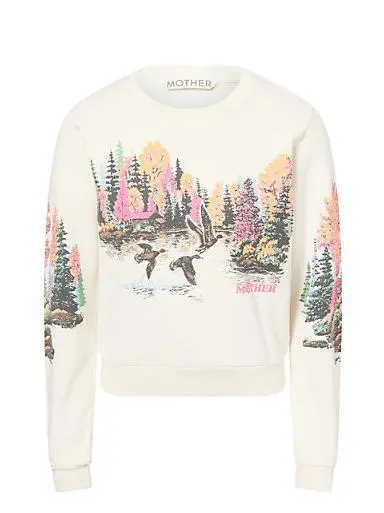 MOTHER Graphic Print Cotton Sweatshirt - Lake Scene
