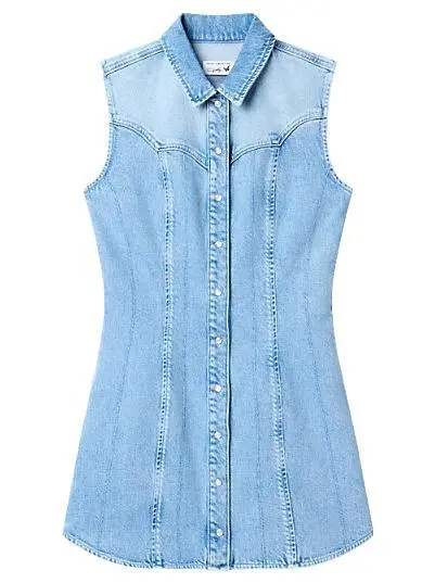 Good American Dolly Joleans Denim Mini Dress - Light Blue