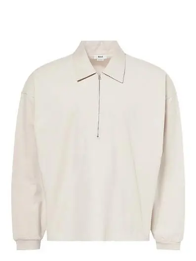AGOLDE Darius Funnel-neck Cotton Polo Sweatshirt - Sand (lt Beige)