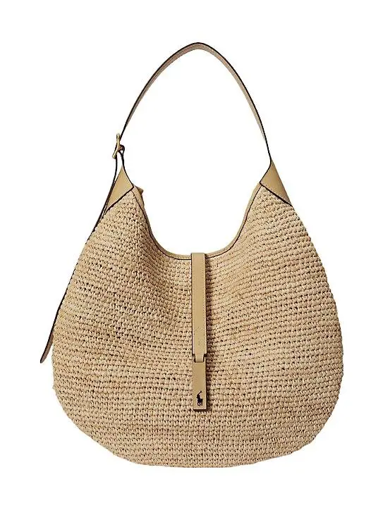 Polo Ralph Lauren Polo Id Small Raffia Shoulder Bag - Natural Cashmere