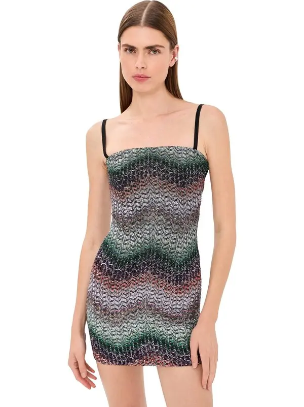 Missoni Sleeveless Mini Dress - Multi Black Orange Violet