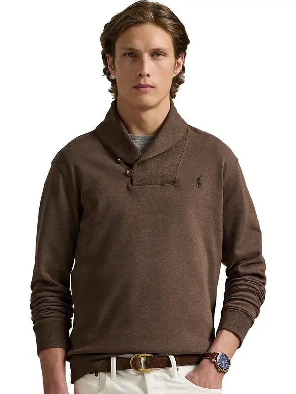 Ralph Lauren Jersey Shawl-collar Pullover - Nutmeg Brown Heather