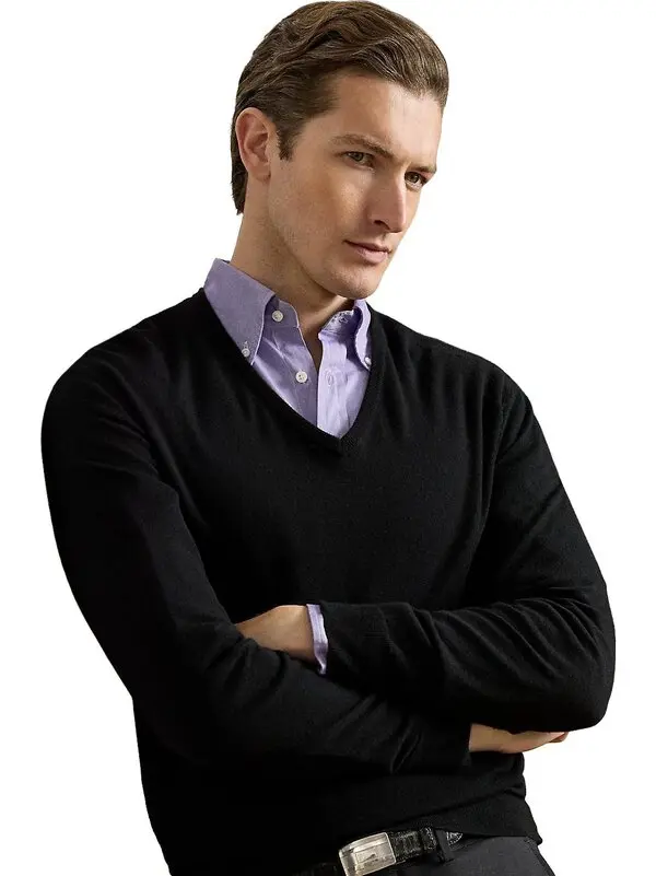 Ralph Lauren Cashmere V-neck Pullover Sweater - Classic Black