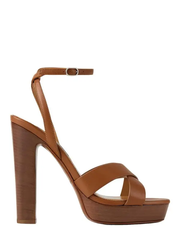 Ralph Lauren Cleary 125 Mm Calfskin Platform Sandal - Rl Gold