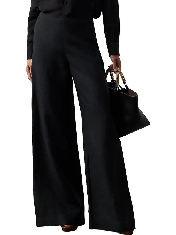Ralph Lauren Daria Linen Wide-leg Pant - Black