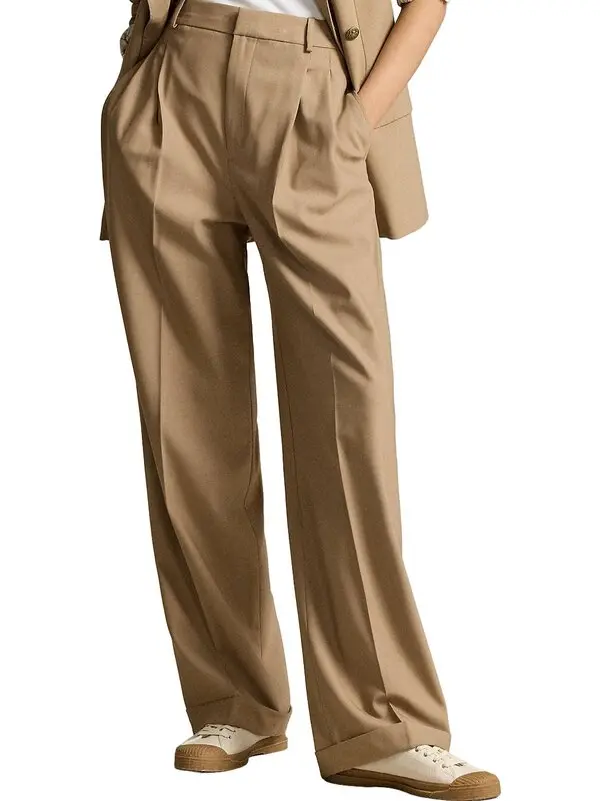 Ralph Lauren Wool-blend Wide Leg Pants - Camel