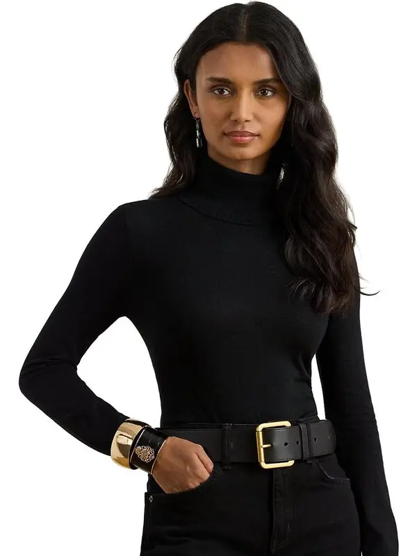 Ralph Lauren Silk-blend Turtleneck Sweater - Black