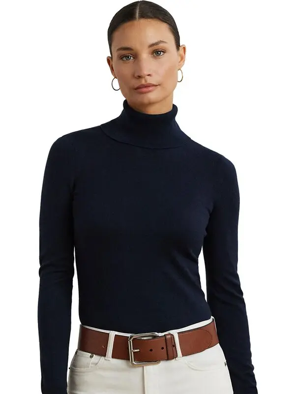 Ralph Lauren Silk-blend Turtleneck Sweater - Lauren Navy