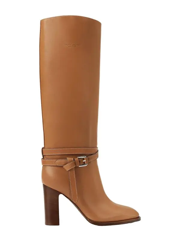 Ralph Lauren Donnely 90 Mm Calfskin Boots - Rl Gold