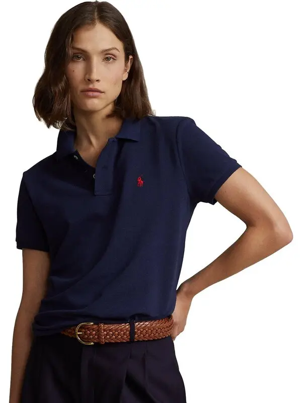 Ralph Lauren Classic Fit Mesh Polo Shirt - Newport Navy/red