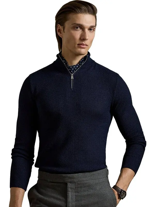 Ralph Lauren Textured Quarter-zip Sweater - Classic Chairman Navy