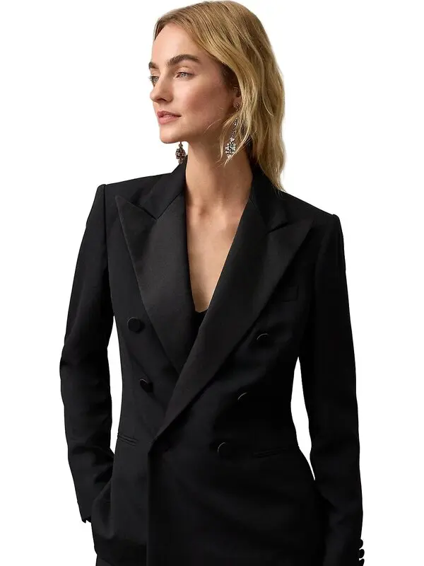 Ralph Lauren Callahan Wool Barathea Tuxedo Jacket - Black