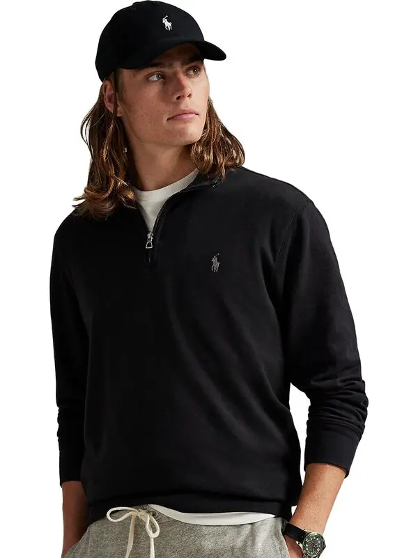 Ralph Lauren Luxury Jersey Quarter-zip Pullover - Polo Black
