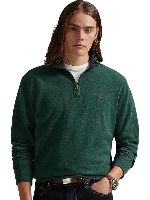 Ralph Lauren Luxury Jersey Quarter-zip Pullover - Scotch Pine Heather