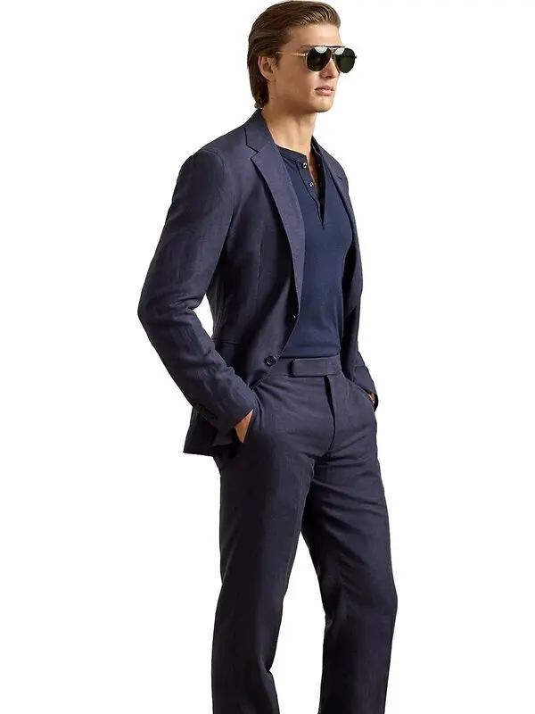 Ralph Lauren Gregory Hand-tailored Silk-linen Trousers - Classic Chairman Navy