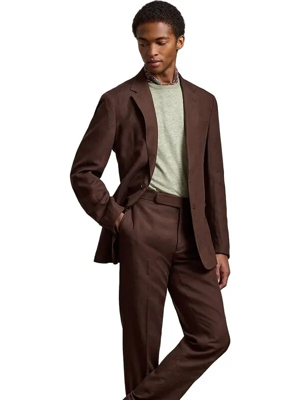 Ralph Lauren Gregory Hand-tailored Silk-linen Trousers - Sable Brown