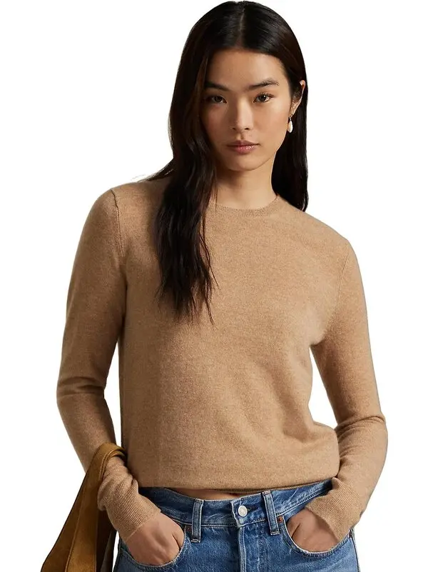 Ralph Lauren Cashmere Crewneck Pullover - Collection Camel Melange