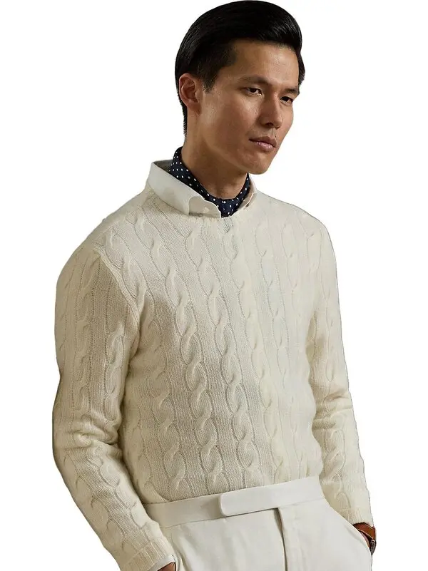 Ralph Lauren Cable-knit Cashmere Crewneck Sweater - Classic Cream