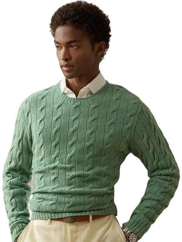 Ralph Lauren Cable-knit Cashmere Crewneck Sweater - Feldspar Green Melange