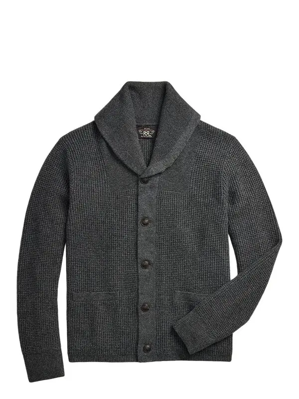 Ralph Lauren Waffle-knit Cashmere Shawl Cardigan - Dark Grey Heather