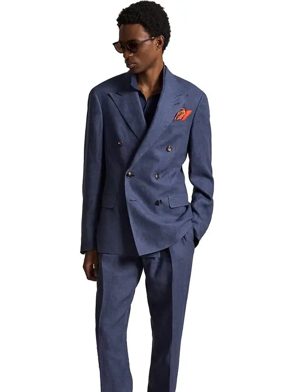 Ralph Lauren Pleated Linen Suit Trousers - Classic Blue