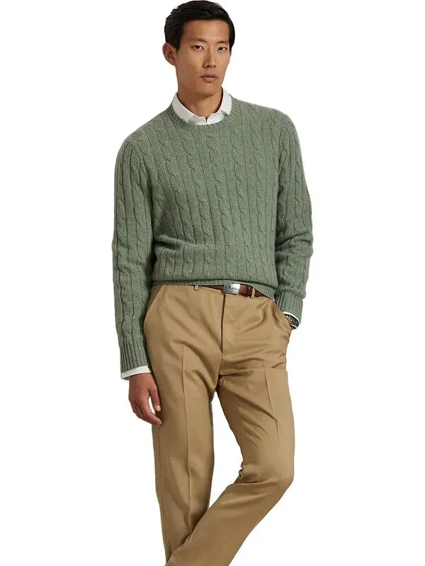 Ralph Lauren Slim Fit Wool Twill Trousers - Tan