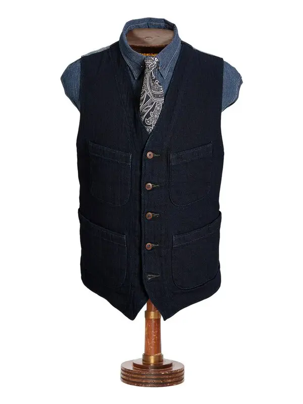 Ralph Lauren Herringbone Waistcoat - Deep Navy