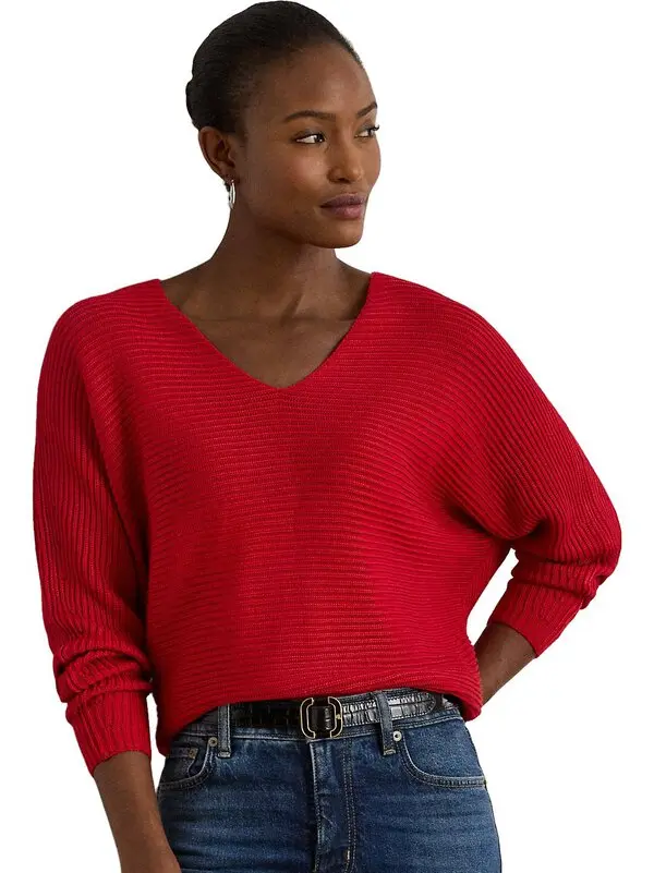 Ralph Lauren Rib-knit Dolman-sleeve Sweater - Ralph Red