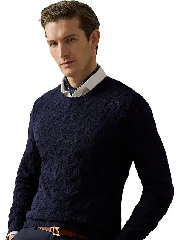 Ralph Lauren Cable-knit Cashmere Sweater - Classic Chairman Navy