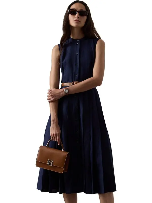 Ralph Lauren Kennedi Linen Sleeveless Day Dress - Lux Navy