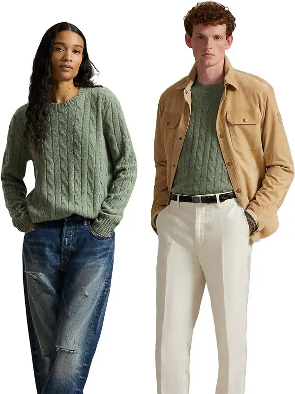 Ralph Lauren The Iconic Cable-knit Cashmere Sweater - Fern Green Heather