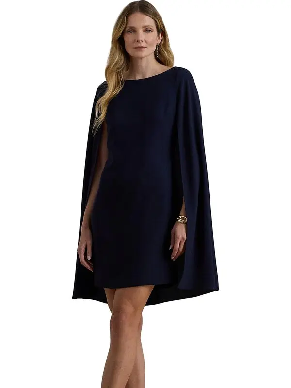 Ralph Lauren Cape Georgette Cocktail Dress - Lighthouse Navy