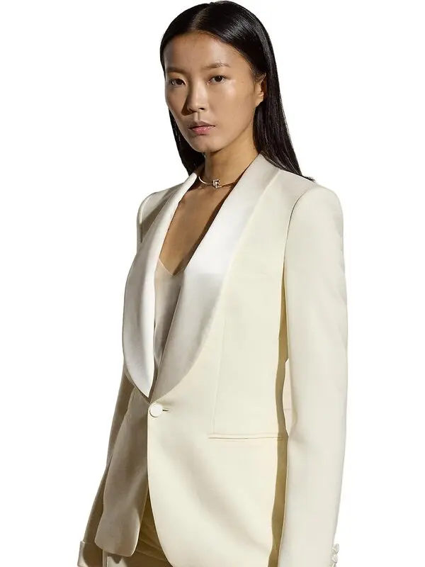 Ralph Lauren Sawyer Wool Crepe Tuxedo Jacket - Lux Cream