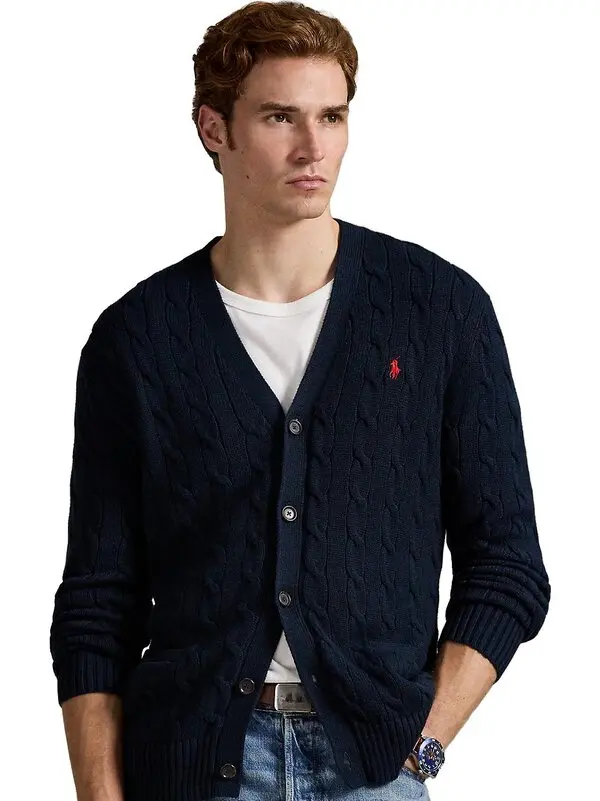 Ralph Lauren Cable-knit Cotton Cardigan - Hunter Navy