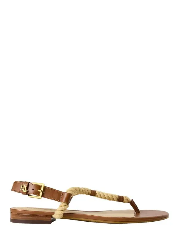 Ralph Lauren Everley Calfskin & Rope Sandal - Lauren Tan/natural