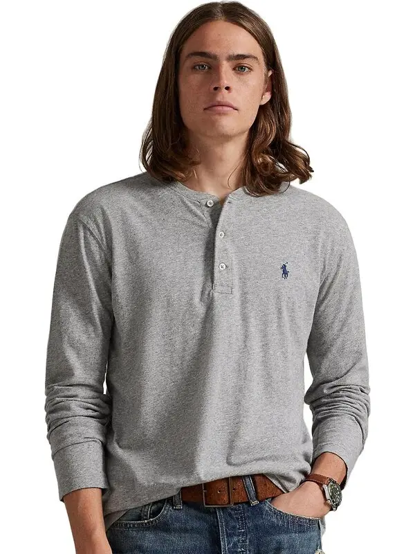 Ralph Lauren Slub Jersey Henley Shirt - Dark Vintage Heather