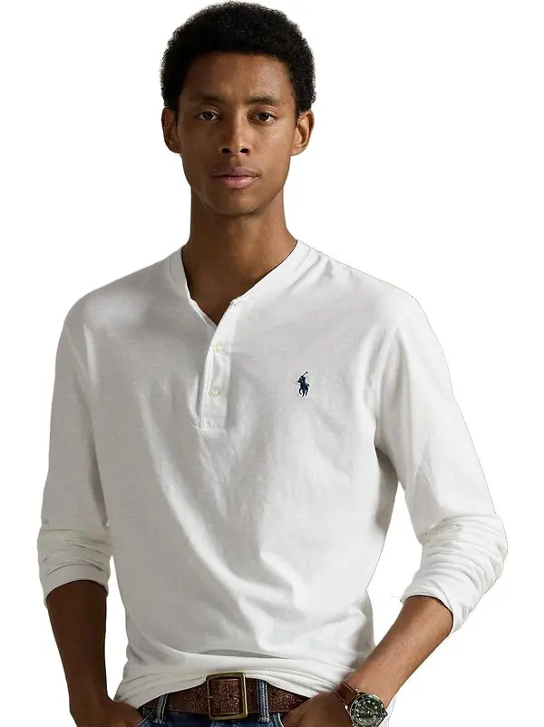 Ralph Lauren Slub Jersey Henley Shirt - White