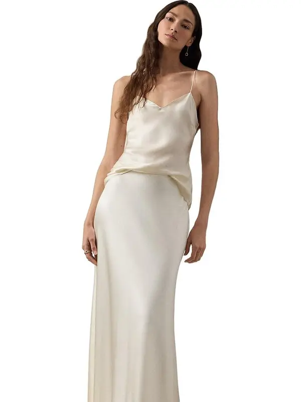 Ralph Lauren Masina Stretch Satin Skirt - Lux Cream