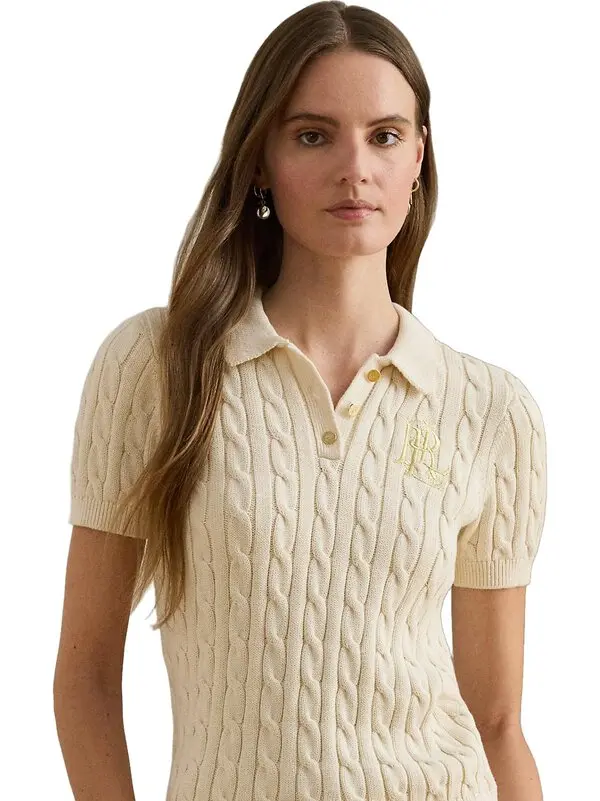 Ralph Lauren Cable-knit Cotton Polo Sweater - Mascarpone Cream
