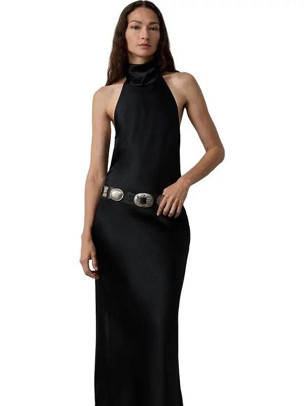 Ralph Lauren Chilton Stretch Satin Evening Gown - Black